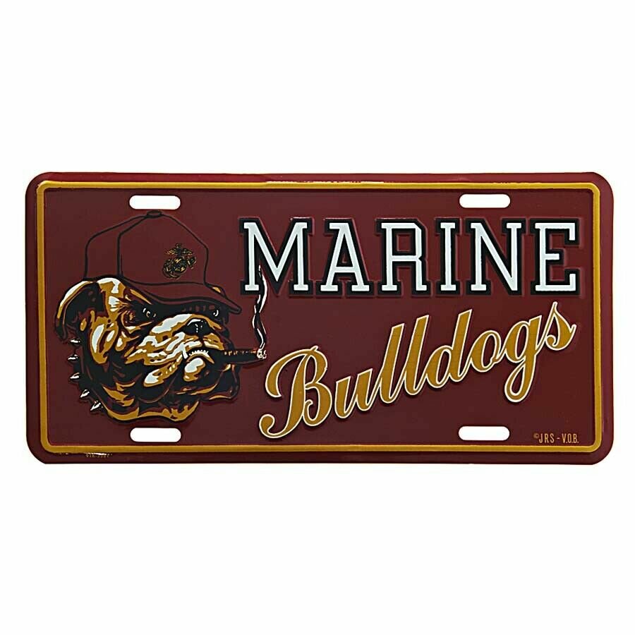 License Plate US Army Marine Bulldog 91 Smoking Baseball Football WWI