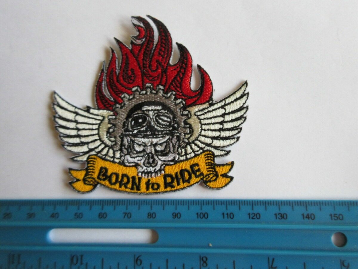 Patch Born to Ride Flame Biker Hot Rod Nose Art Rockabilly US Car Rat