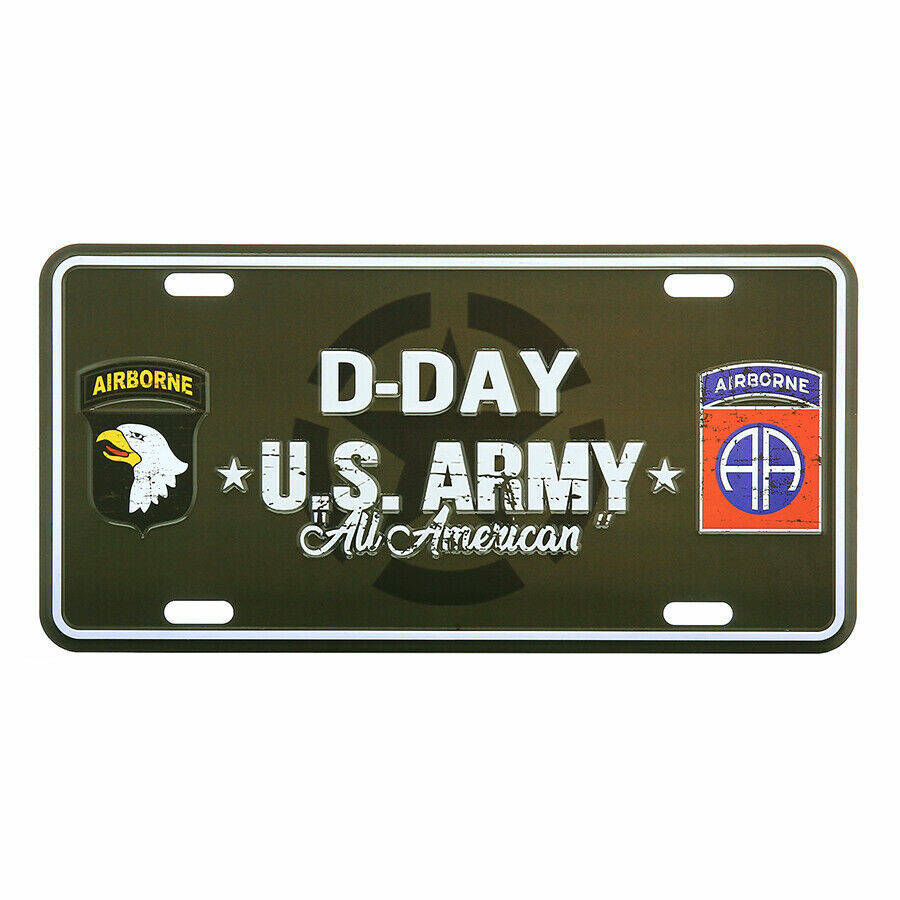 License Plate US Army DDay All American 101st 82nd Airborne Insignia