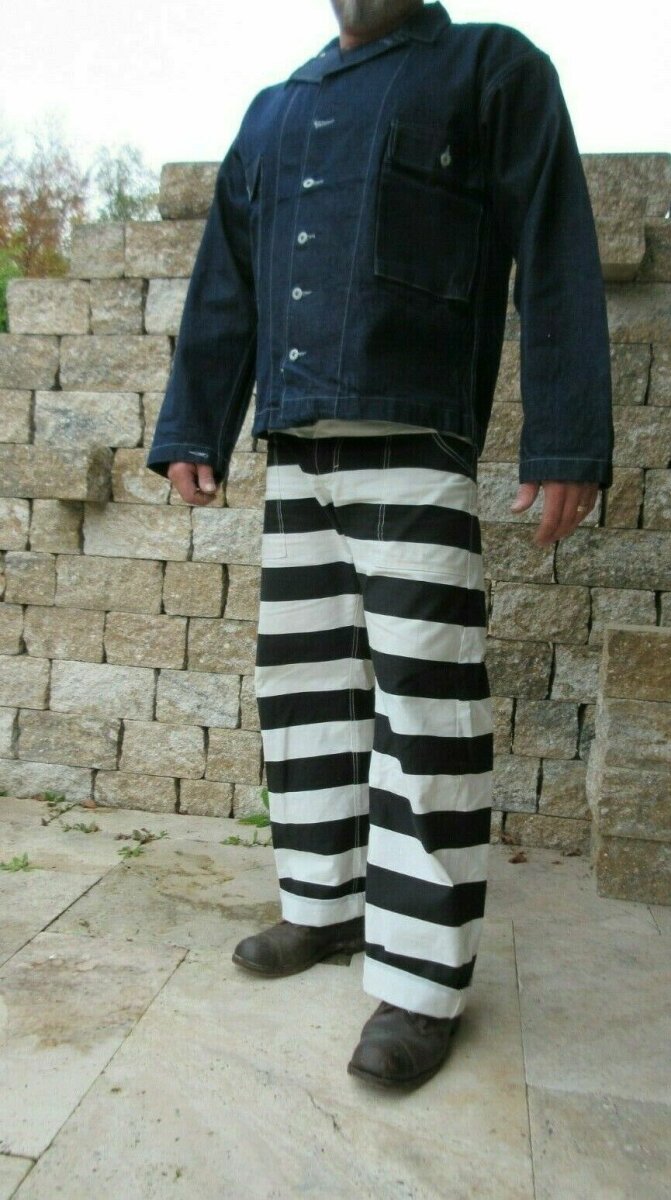 Prison Pant 14OZ Knast Gefängnis Hose Biker Trouser Bobber Chopper Ja