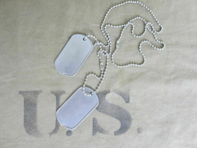 US Army ID Dog Tags Erkennungsmarke + Chain Vietnam NAM USMC Marines