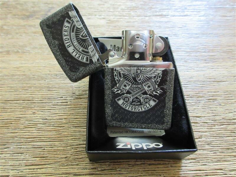 Zippo Lighter Hell Riders Motorcycle Born to Ride Pistons Wings Wheel