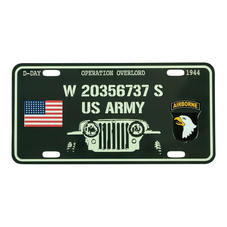 License Plate US Car Army D-Day Flag 48 Stars 101st Airborne Operatio