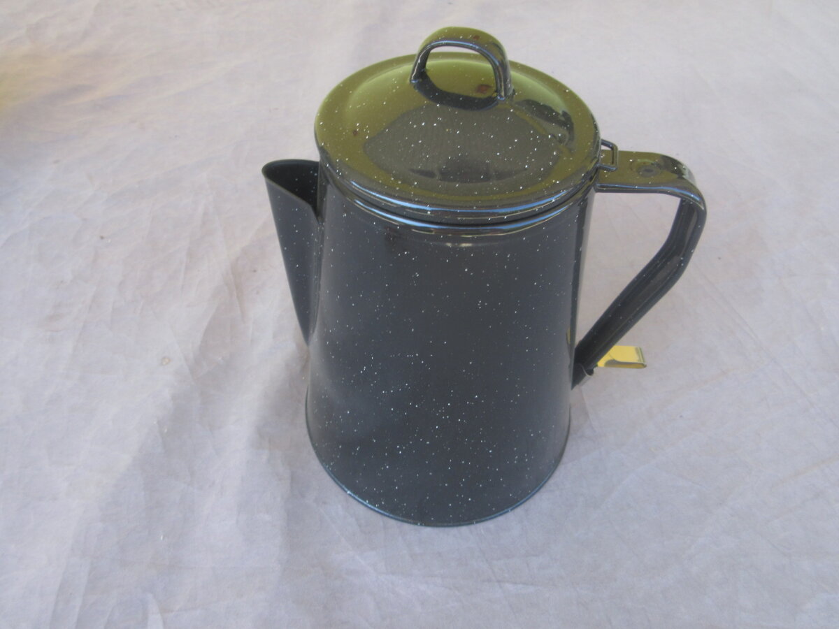 Outdoor Emenual Percolator Camping Army Coffee Maker 2L Black