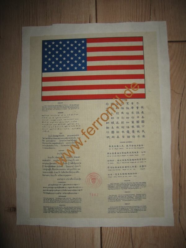 US Army Blood Chit Patch Vietnam 1967 - Ferromil - Shop