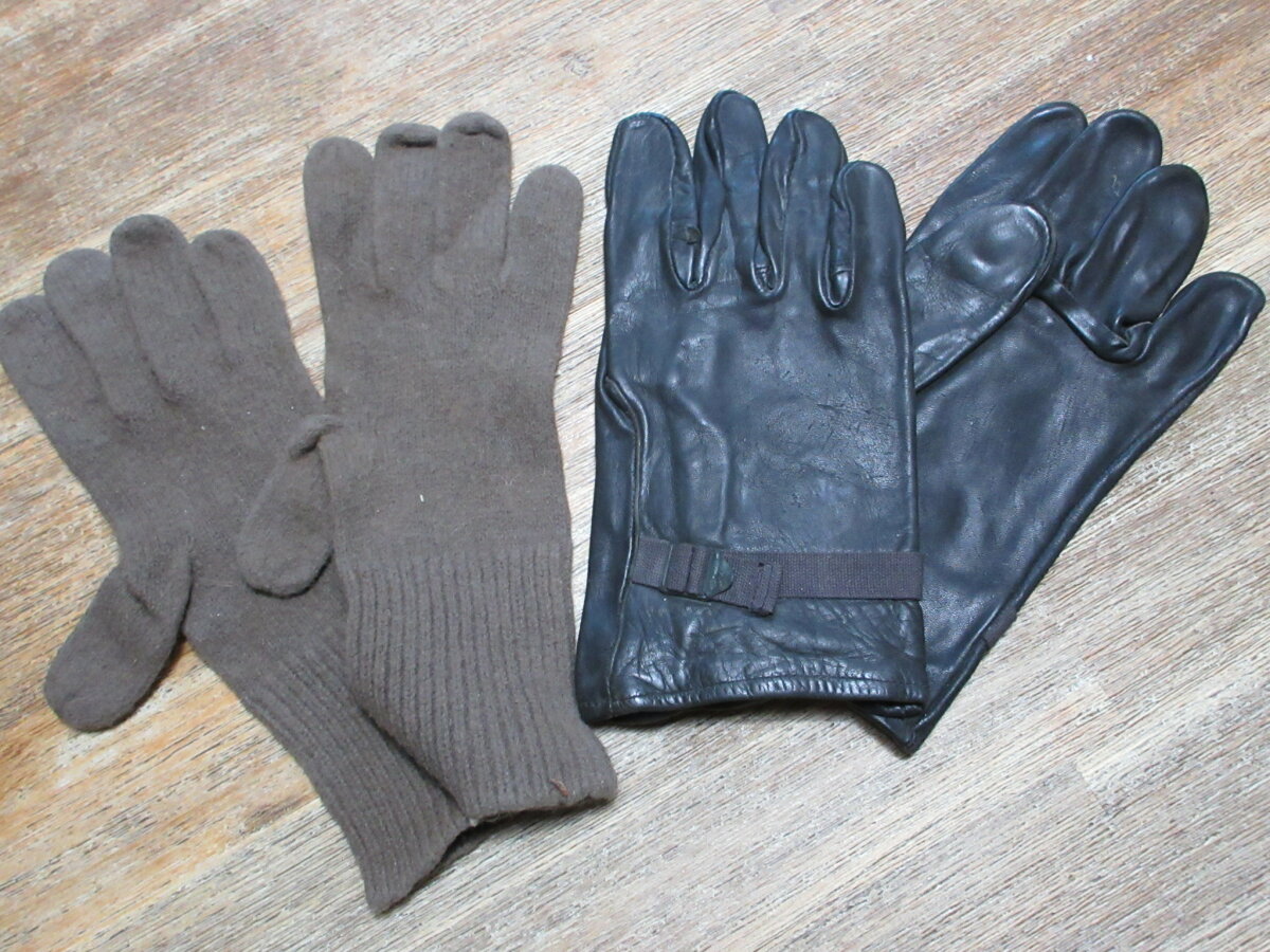 Set Original US Army Leder Handschuhe Gloves Glove Shell Leather M-19